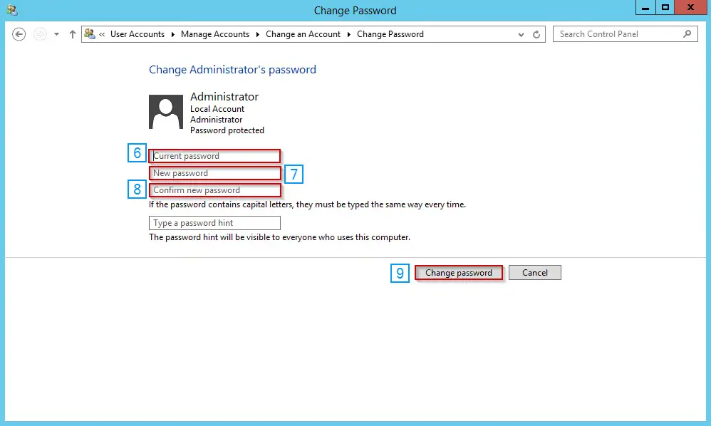 How to change windows server 2012 password - Oudel Inc.