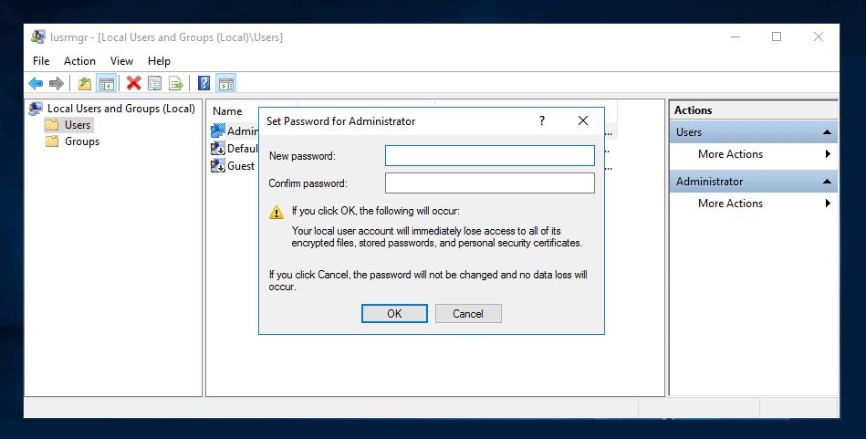 How to change the windows server 2016 passwords - Multiple ways